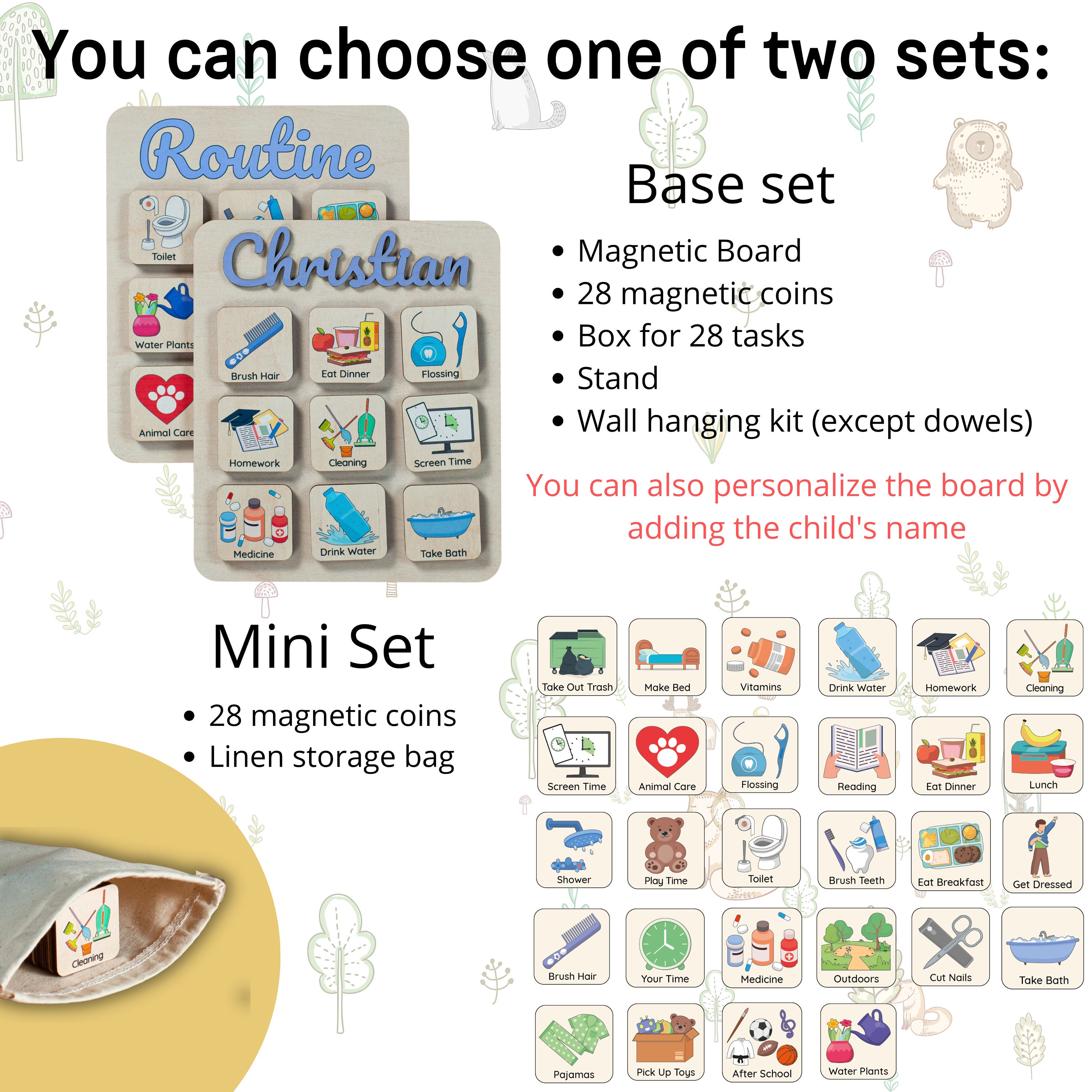 Educational Toys Responsibility Chart for Toddler Wooden Kids Daily ...