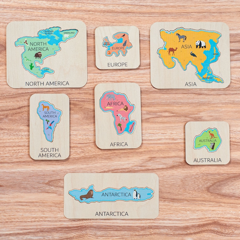 World Map Puzzle Educational Toys for Kids Continents Baby Puzzle ...