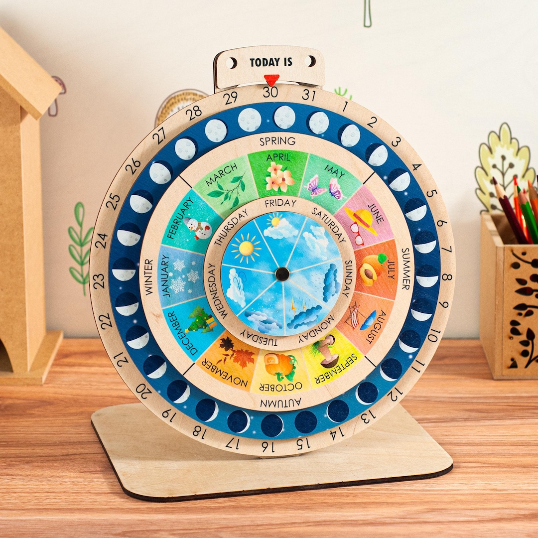 Montessori Calendar Wooden Calendar for Kids Montessori Circle Time ...
