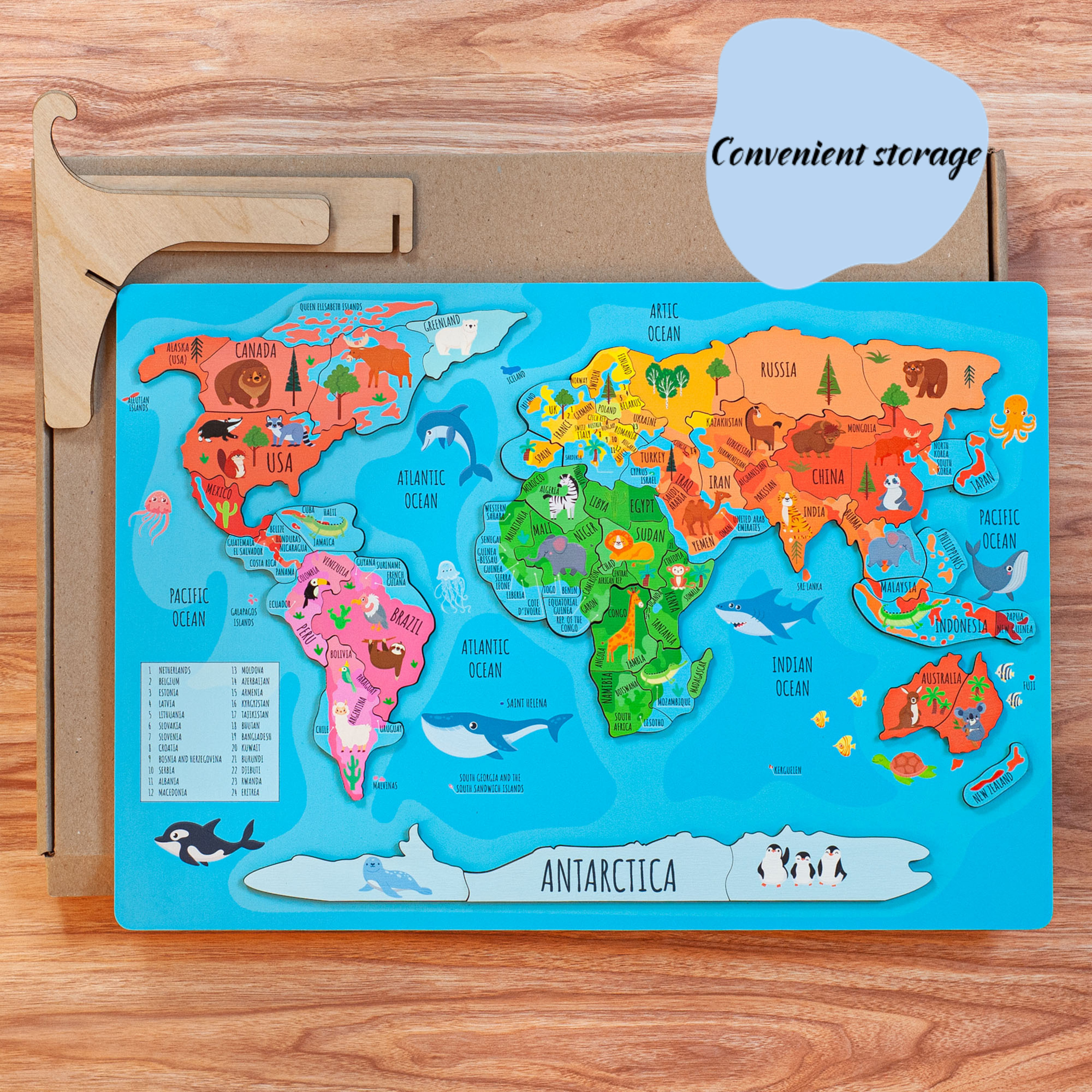 World Map Puzzle Learning Montessori Wood Toy Montessori Puzzle ...