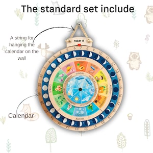 Montessori Calendar Perpetual Kids First Calender Wooden Circular ...