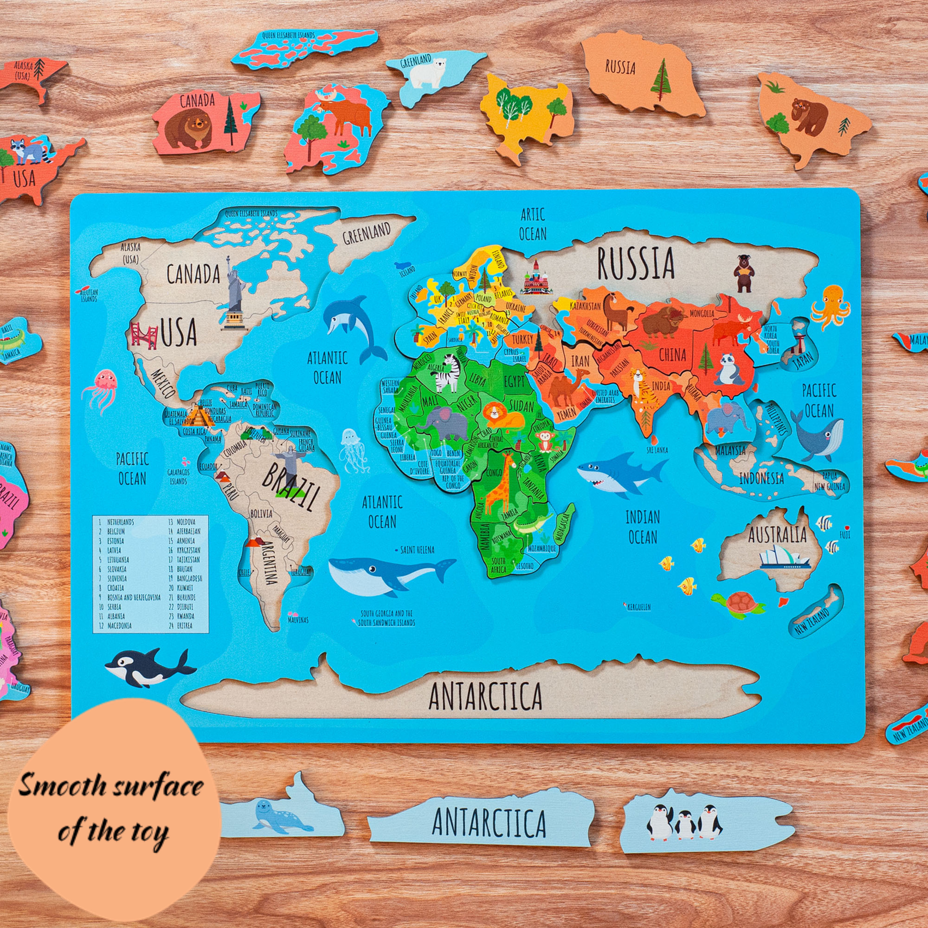 World Map Puzzle Learning Montessori Wood Toy Montessori Puzzle ...