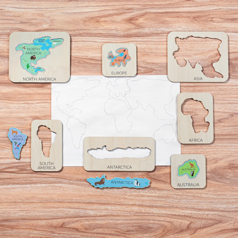 World Map Puzzle Educational Toys for Kids Continents Baby Puzzle ...