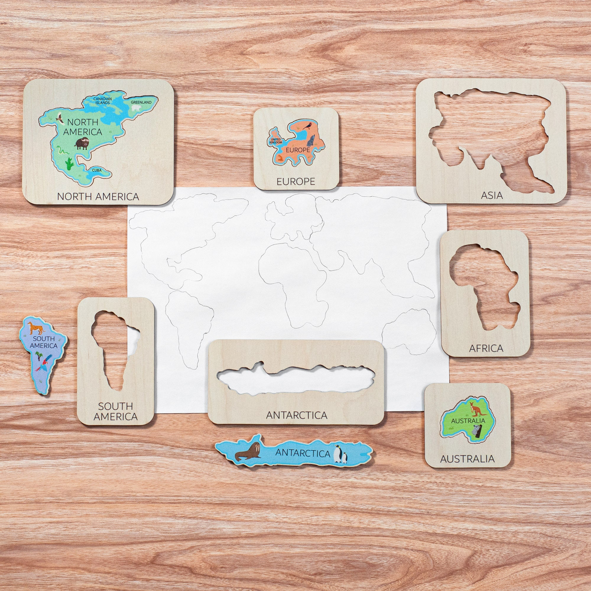 World Map Puzzle Educational Toys for Kids Continents Baby Puzzle ...