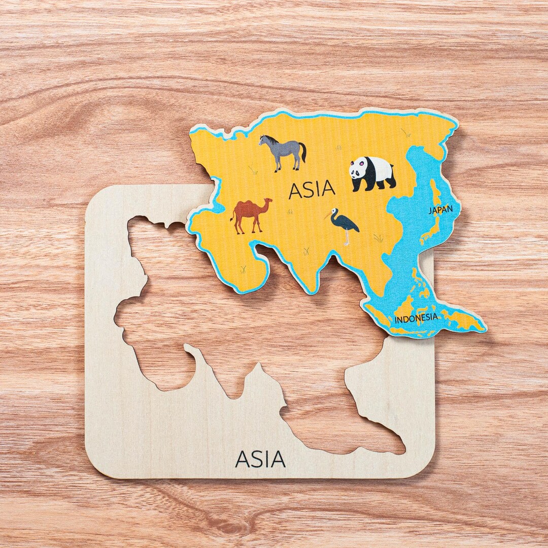 Educational Toys Wooden Kids World Map Puzzle Montessori Geography ...