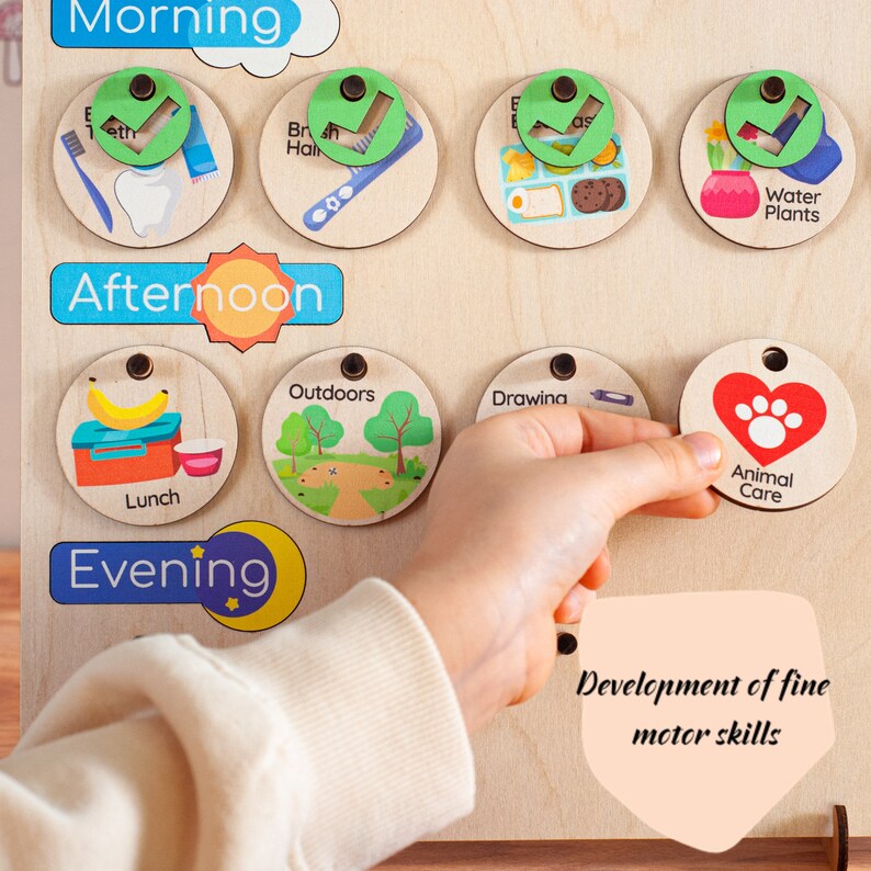 Kids Activity Board Wooden Daily Routine Chart for Kids Montessori Toys ...