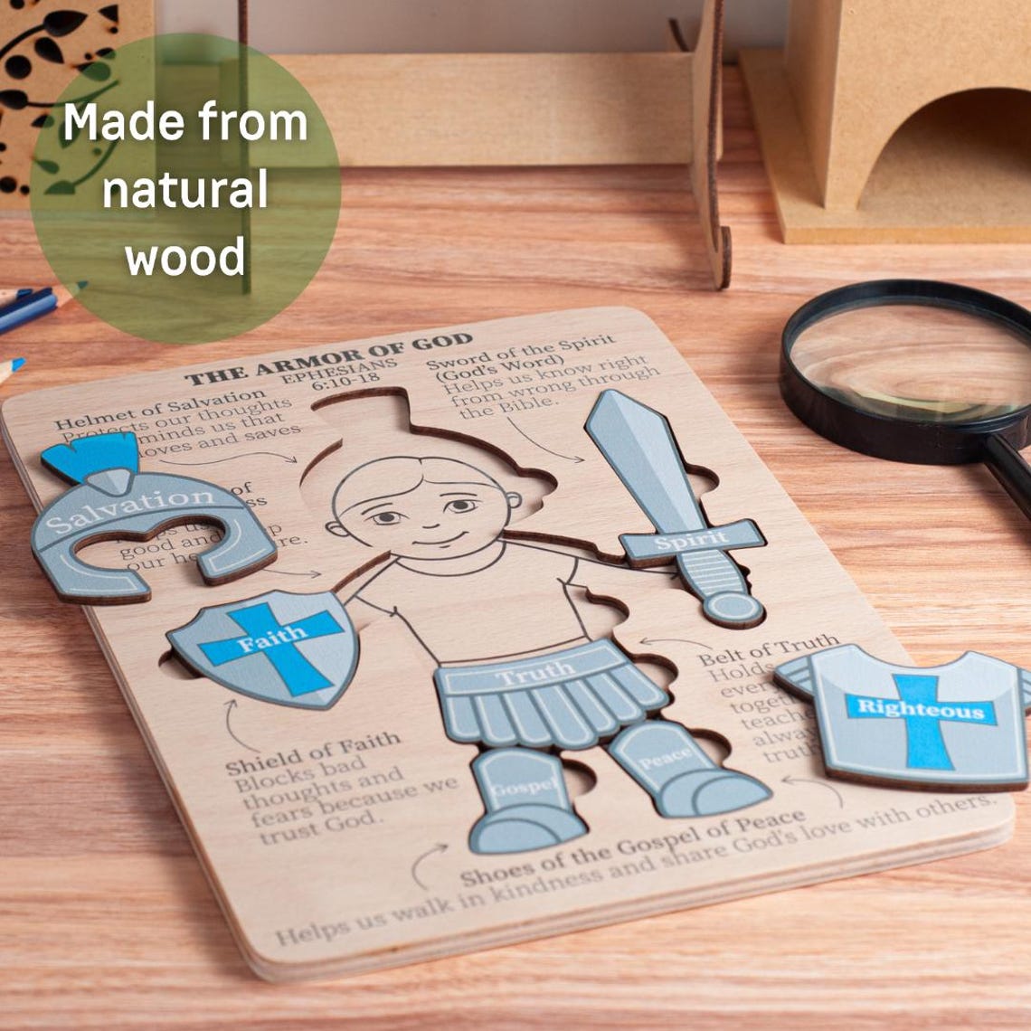 Educational Toys Bible Lesson for Kid Armor of God Wooden Puzzle Games ...