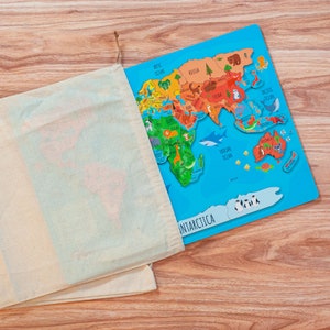 Montessori Puzzle Wooden Continent Map for Kids Educational Puzzle for ...