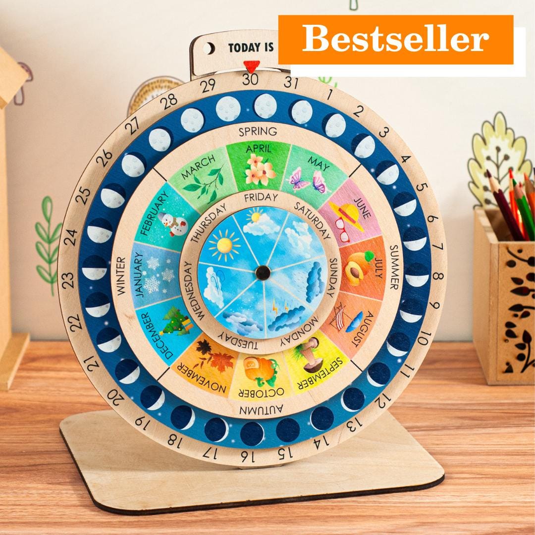 Moon Phases Calendar Montessori Circle Calendar of Seasons Preschool ...