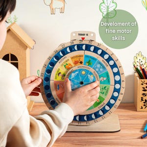Montessori Moon Phases Calendar Wooden Lunar Perpetual Calendar ...