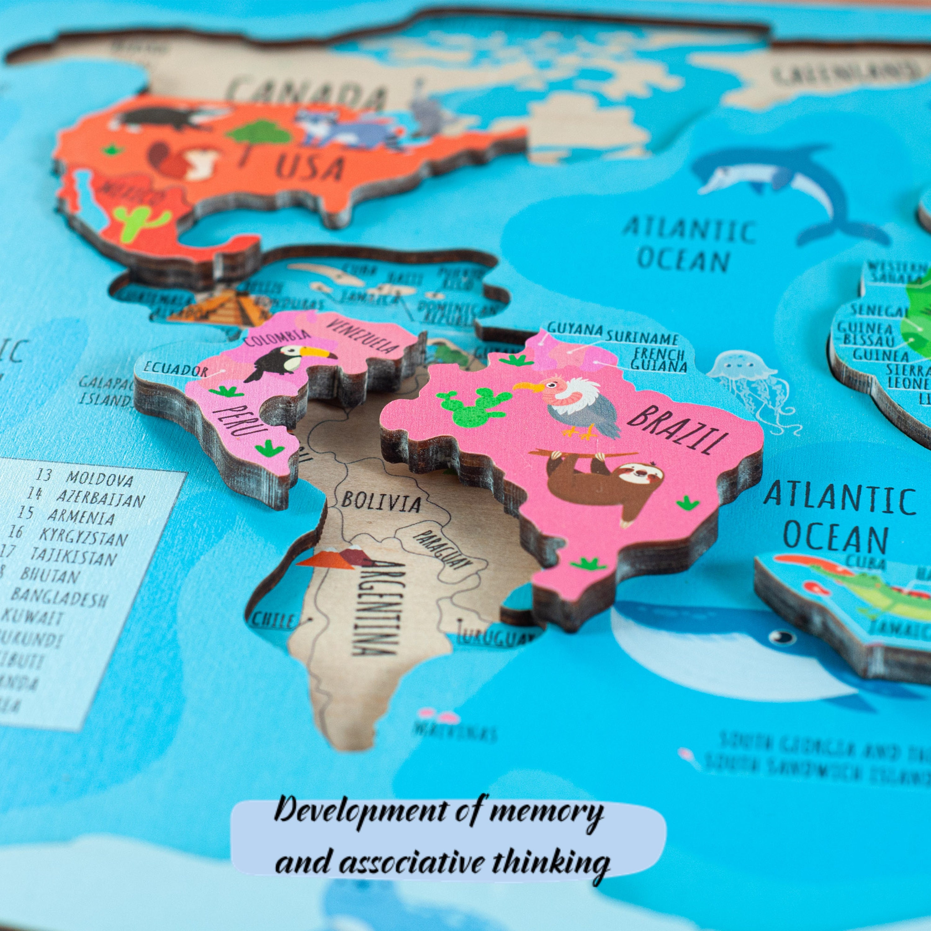 World Map Puzzle Learning Montessori Wood Toy Montessori Puzzle ...