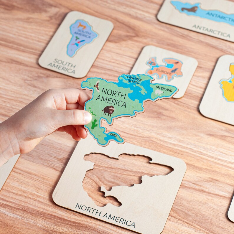 World Map Puzzle Educational Toys for Kids Continents Baby Puzzle ...