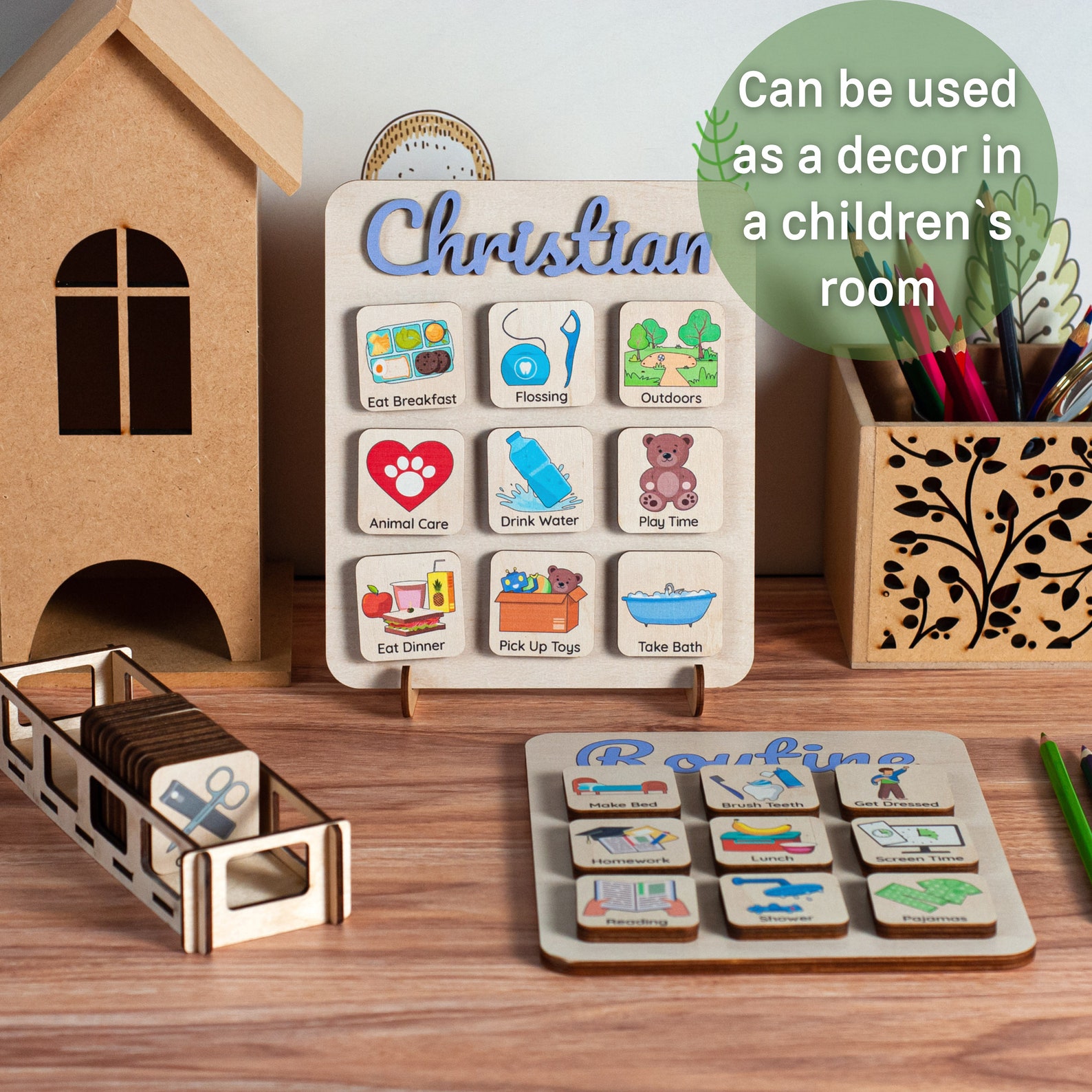 Educational Toys Responsibility Chart for Toddler Wooden Kids Daily ...