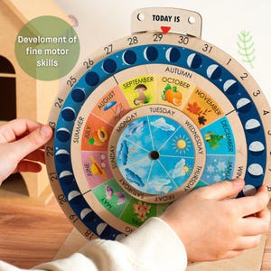 Montessori Moon Phases Calendar Wooden Perpetual Calendar Educational ...