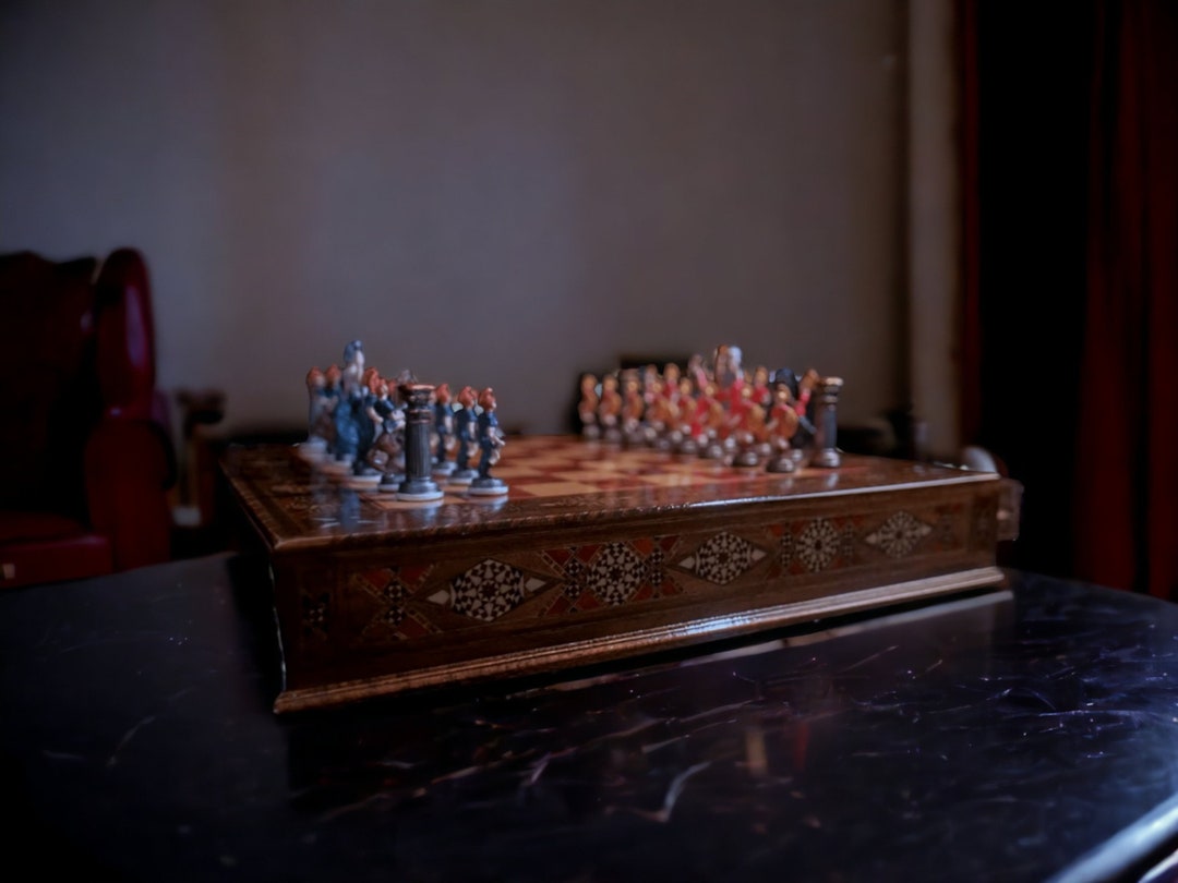 Grand Size Metal Roma Pastel Chess Set With Handcrafted Solid Wood ...