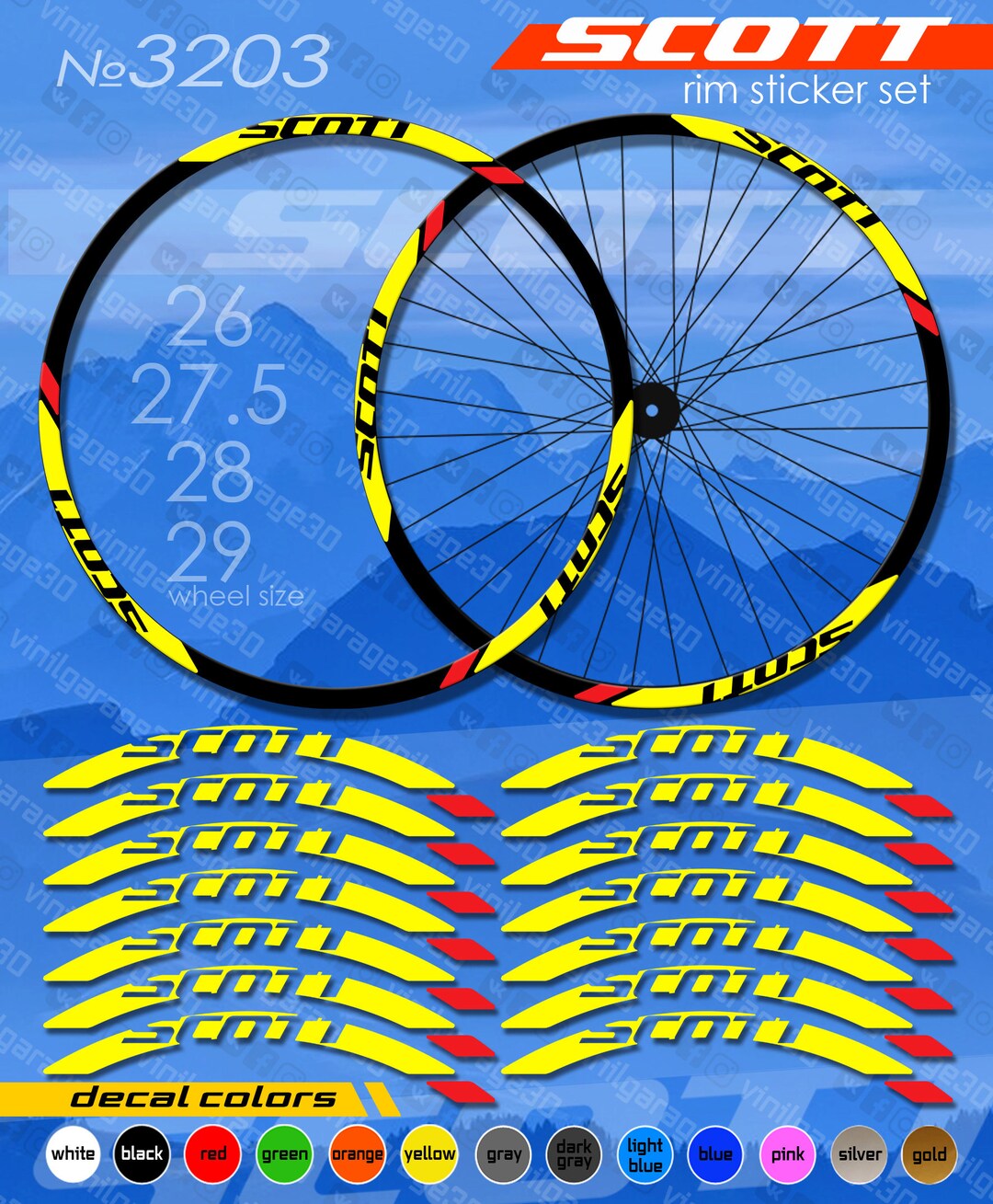 Bicycle Rim Stickers Scott, Set of Stickers, Stickers on the Rim - Etsy