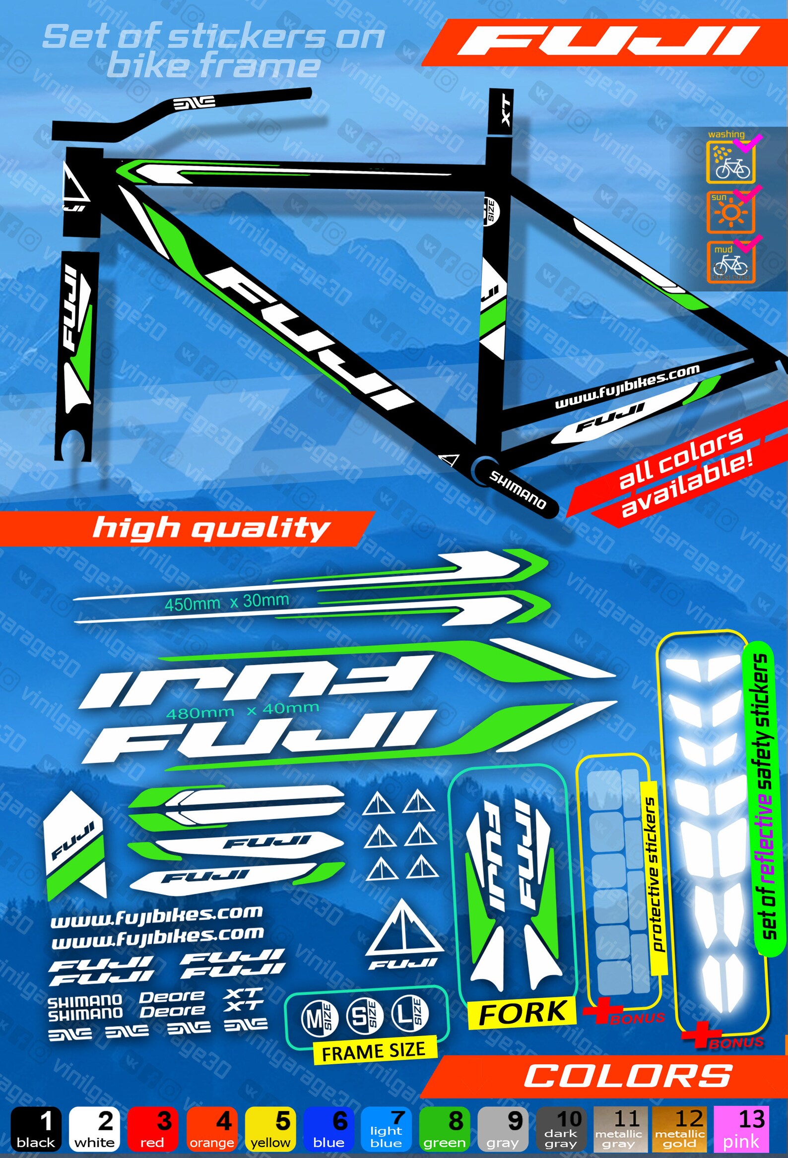 Custom Made Fuji Bicycle Stickers, Stickers on the Frame +fork - Etsy