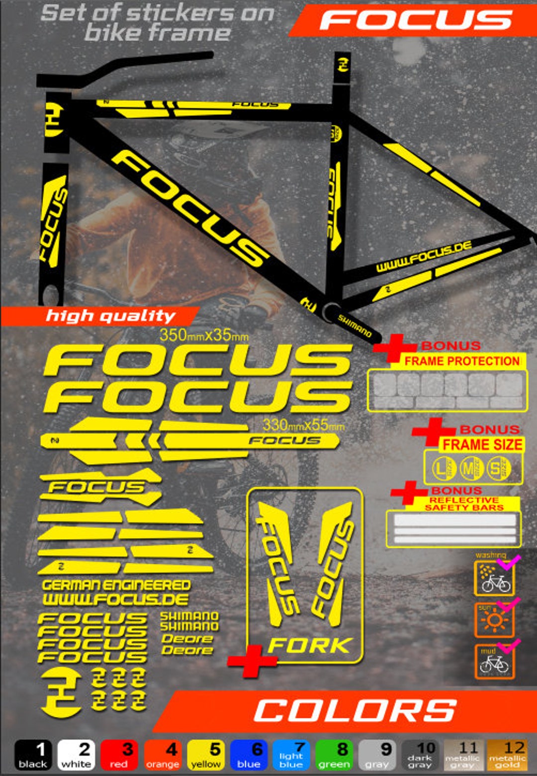 Custom Made FOCUS Bicycle Stickers, Stickers on the Frame +fork - Etsy