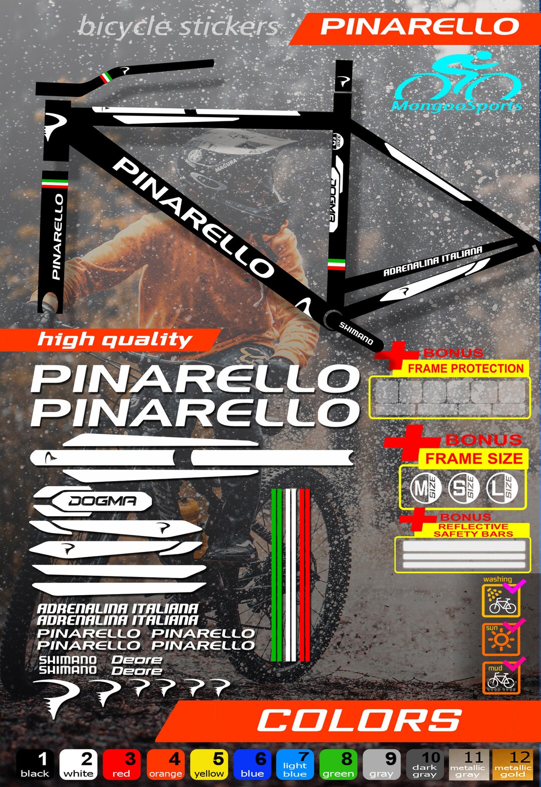 Custom Made Pinаrello Bicycle Stickers, Stickers on the Frame +fork - Etsy