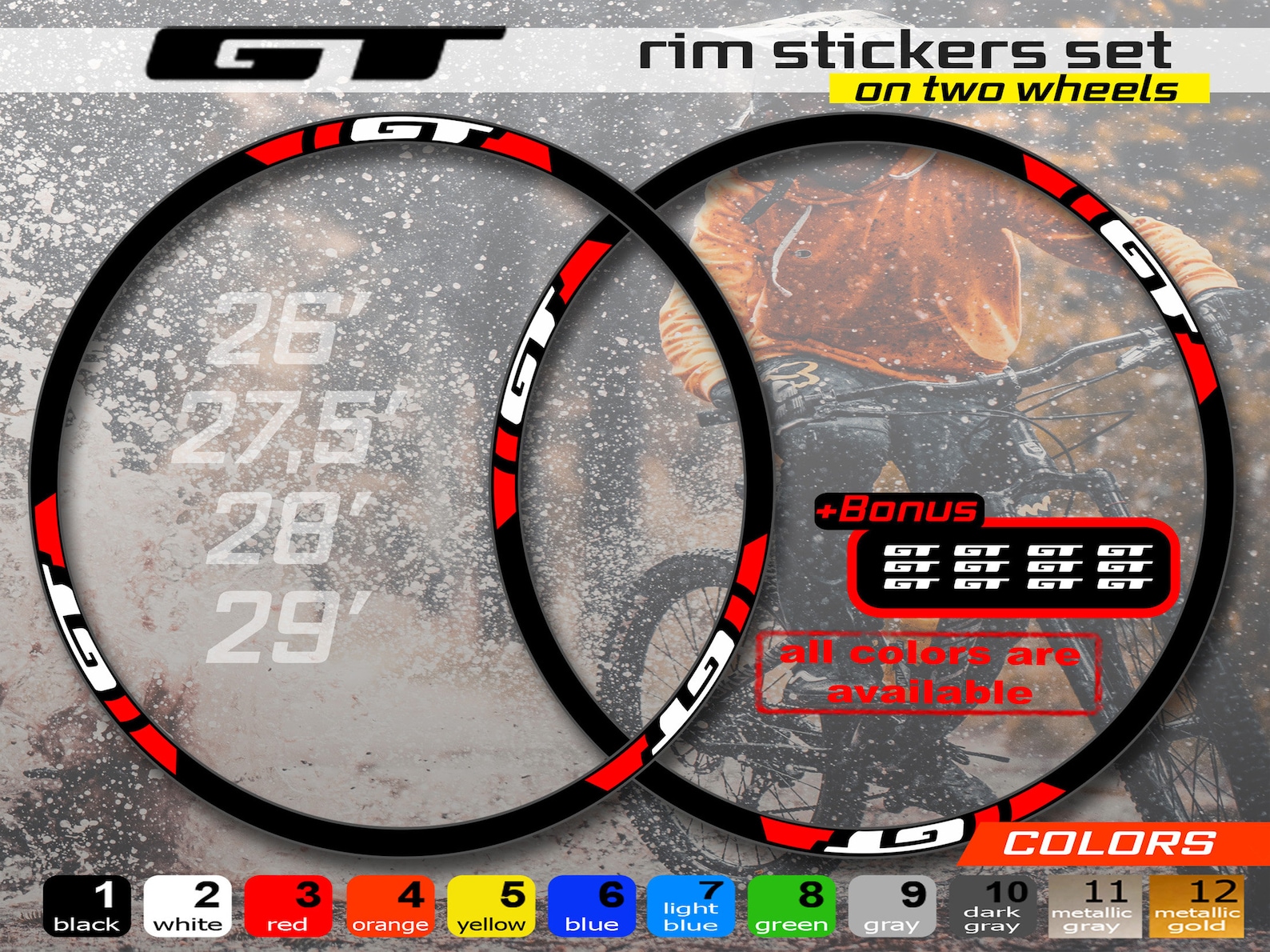 Custom Made Gt Bicycle Rim Stickers, Stickers on the Rim - Etsy