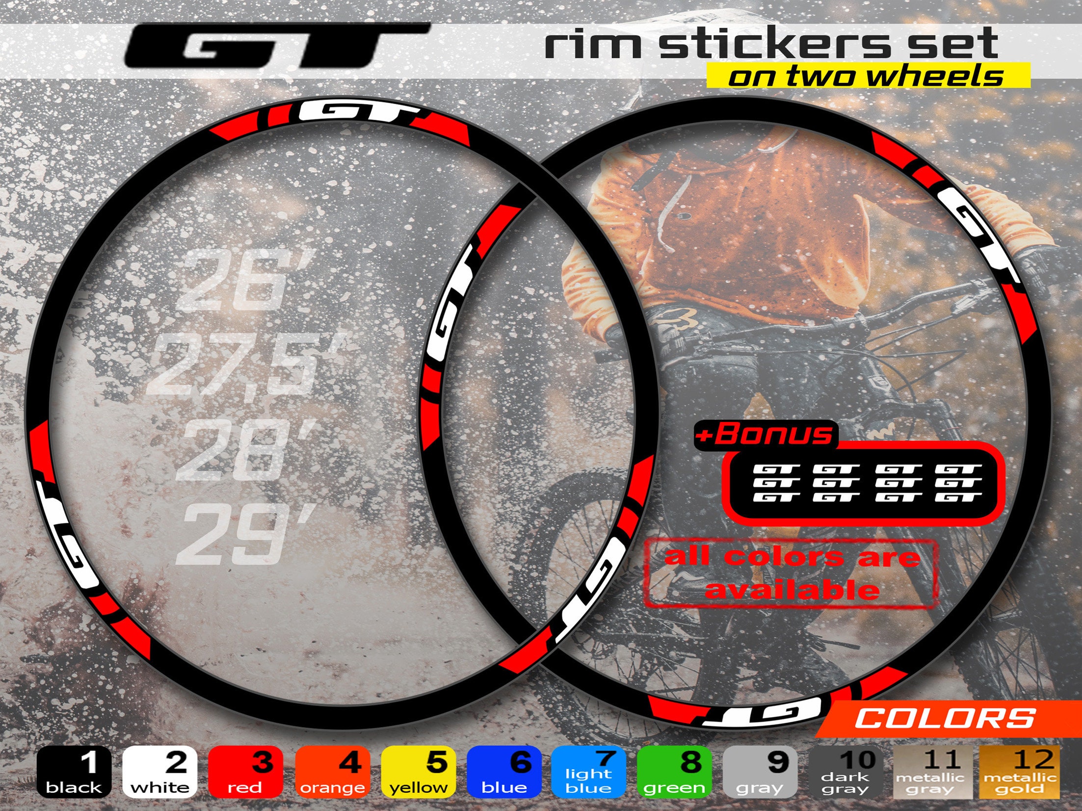 Custom Made Gt Bicycle Rim Stickers, Stickers on the Rim - Etsy