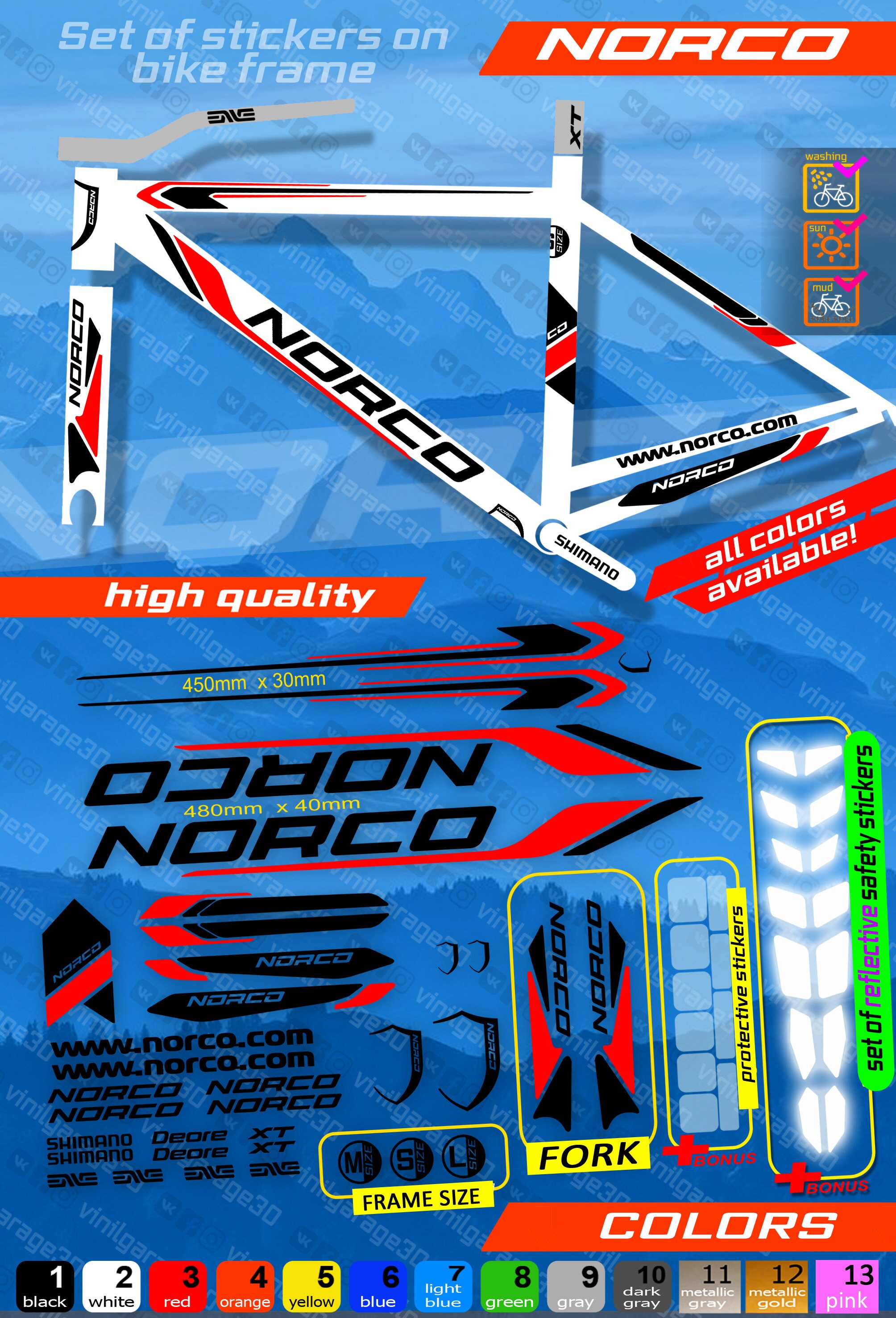 Custom Made NORCO Bicycle Stickers, Stickers on the Frame +fork - Etsy