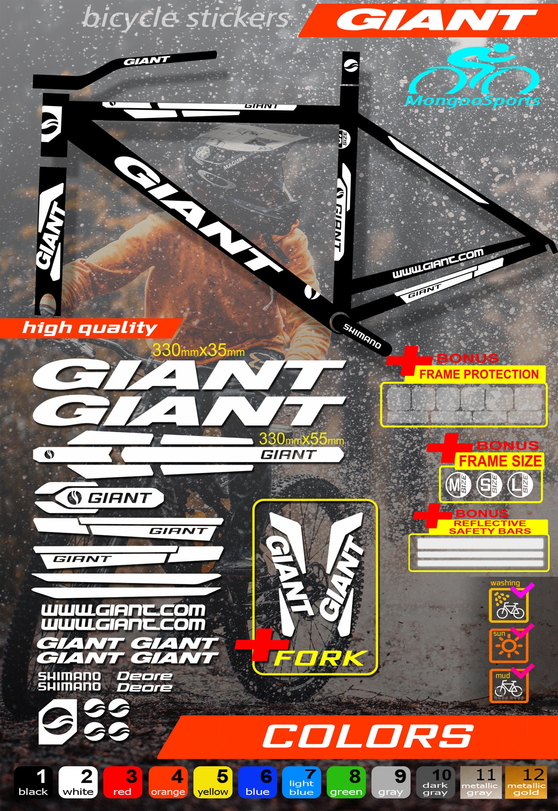 Autocollants vélo GÉANTS sur mesure, autocollants sur le cadre +fourche ...