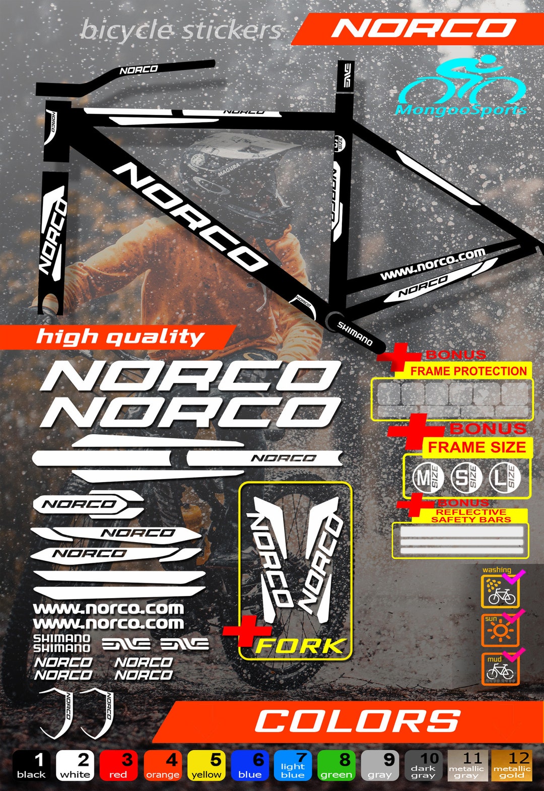 Custom Made Norco Bicycle Stickers, Stickers on the Frame +fork - Etsy