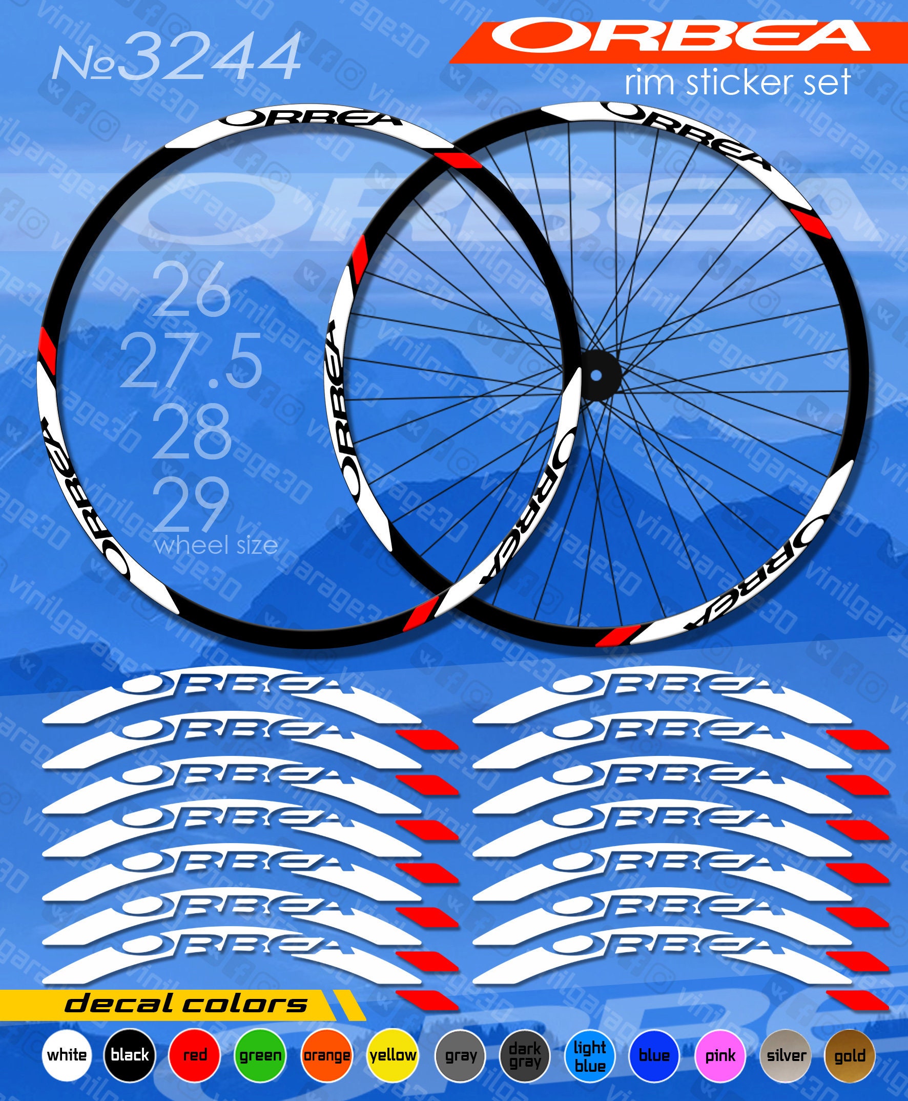 Bicycle Rim Stickers ORBEA, Set of Stickers, Stickers on the Rim - Etsy