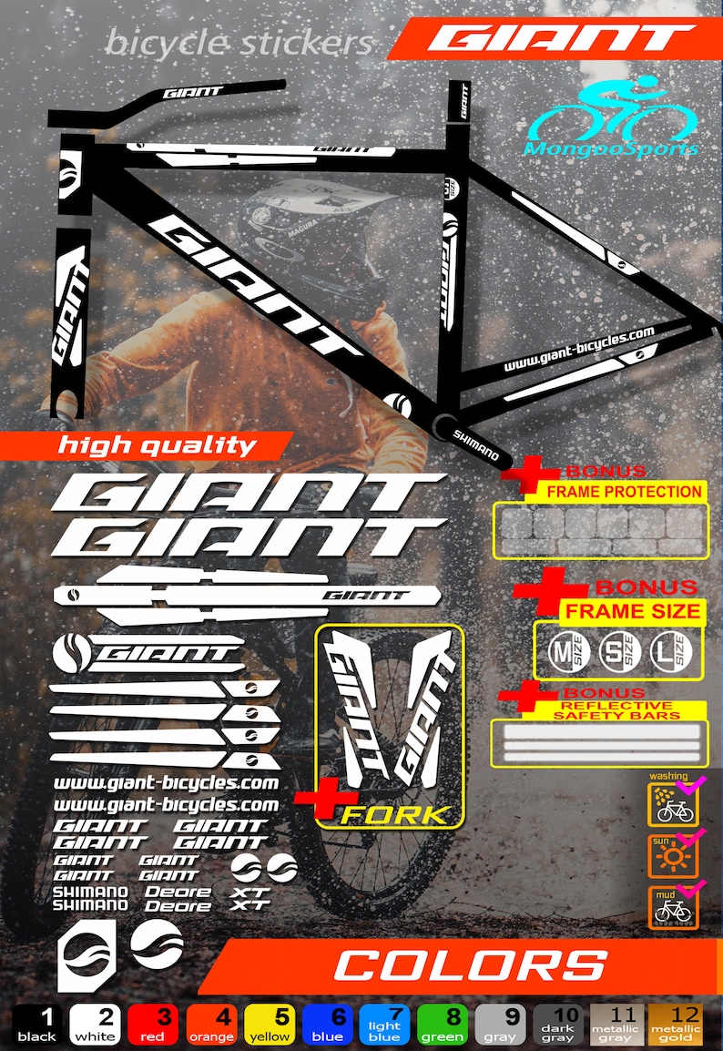 Custom Made GIANT Bicycle Stickers, Stickers on the Frame +fork - Etsy