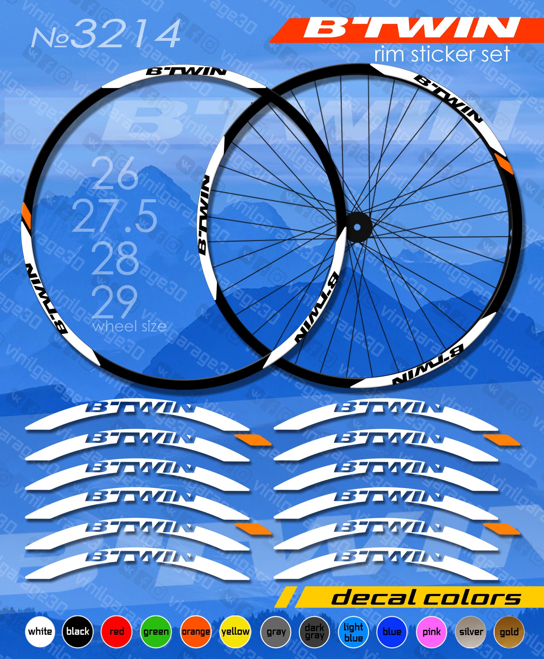 Bicycle Rim Stickers B'twin, Set of Stickers, Stickers on the Rim - Etsy