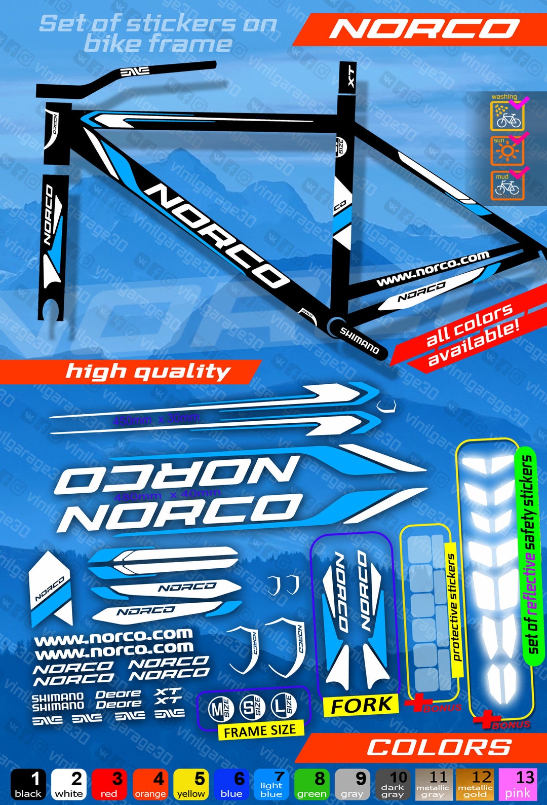 Custom Made NORCO Bicycle Stickers, Stickers on the Frame +fork - Etsy
