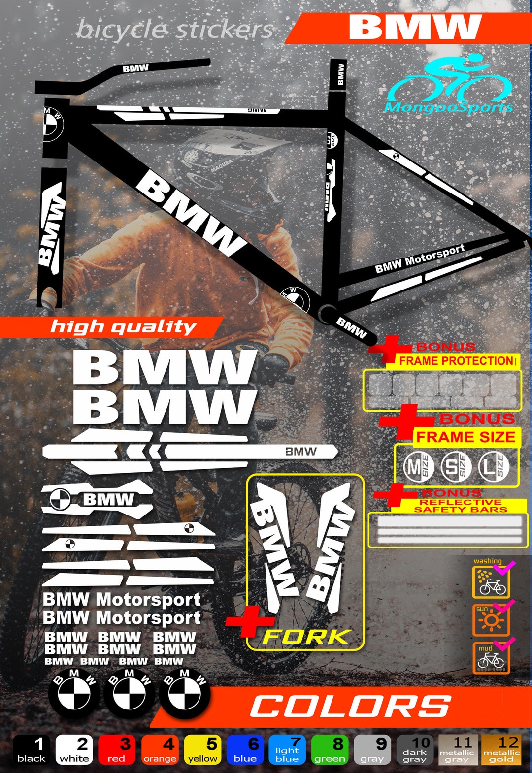 Custom Made BMW Bicycle Stickers, Stickers on the Frame +fork - Etsy