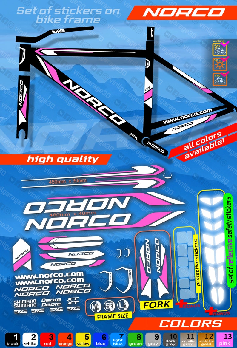 Custom Made NORCO Bicycle Stickers, Stickers on the Frame +fork - Etsy