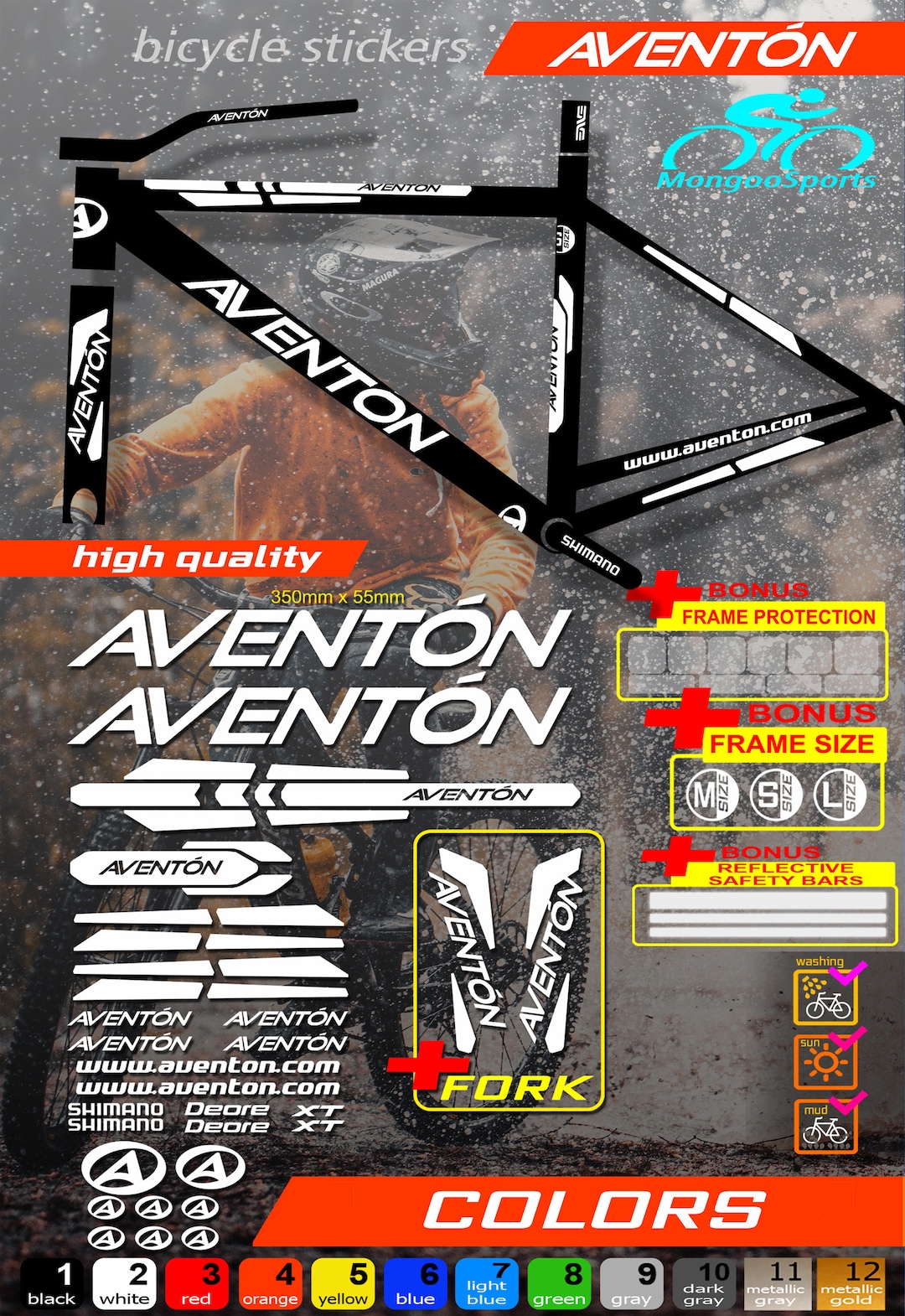 Custom Made AVENTON Bicycle Stickers, Stickers on the Frame +fork - Etsy