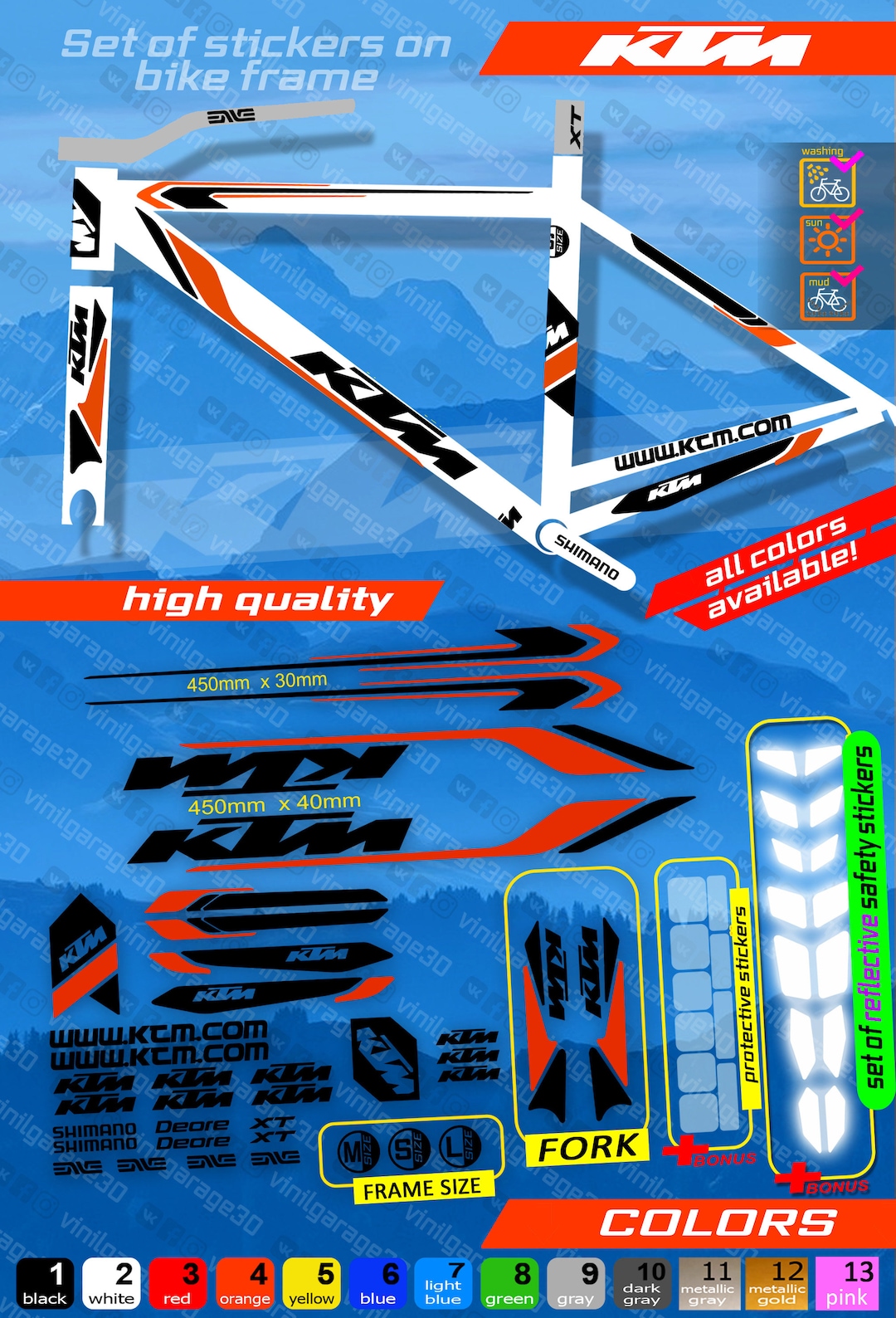 Custom Made KTM Bicycle Stickers, Stickers on the Frame +fork - Etsy