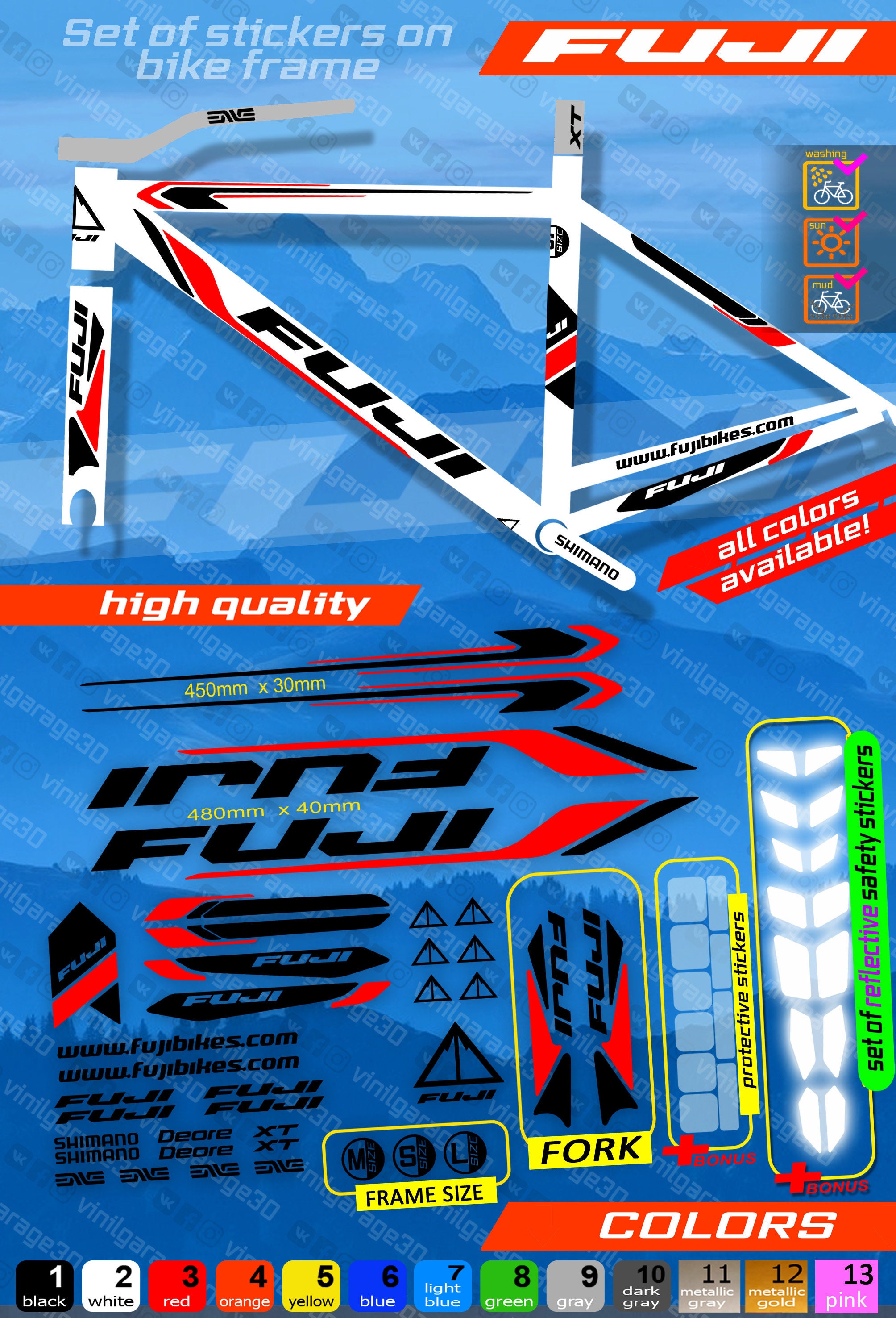 Custom Made Fuji Bicycle Stickers, Stickers on the Frame fork - Etsy