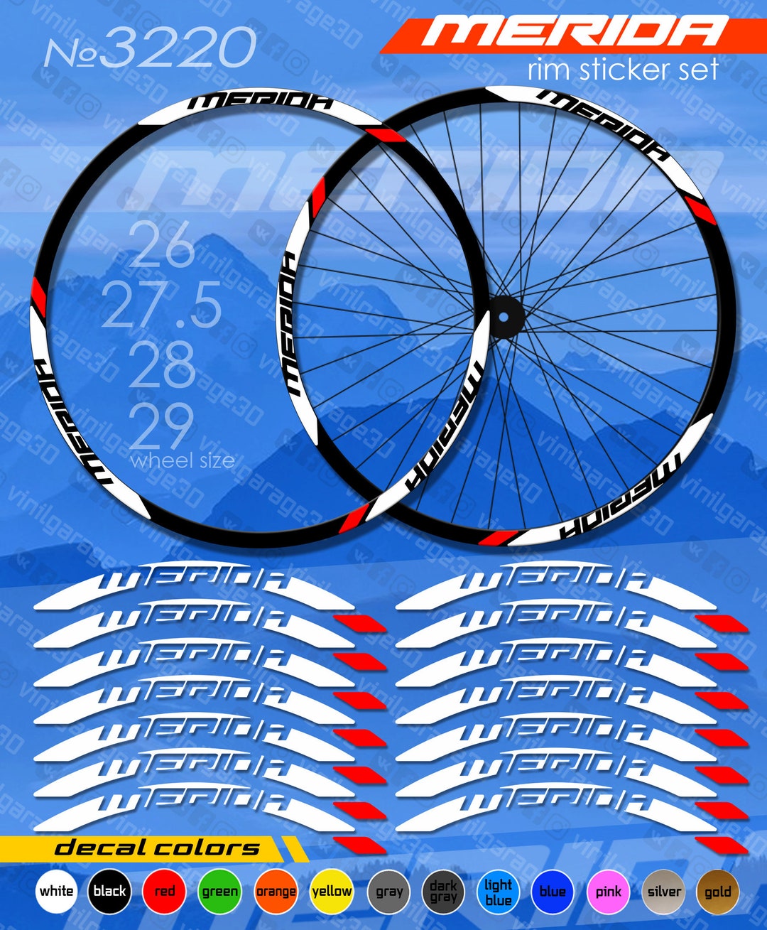 Bicycle Rim Stickers MERIDA, Set of Stickers, Stickers on the Rim - Etsy