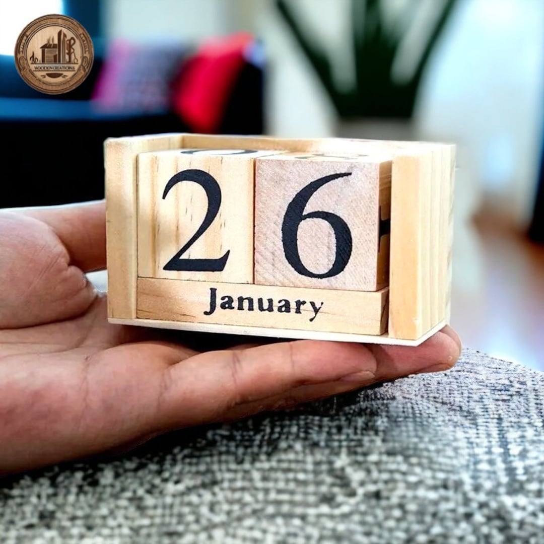 Wooden Block Calendar Wooden Calendar Desk Calendar Wood - Etsy
