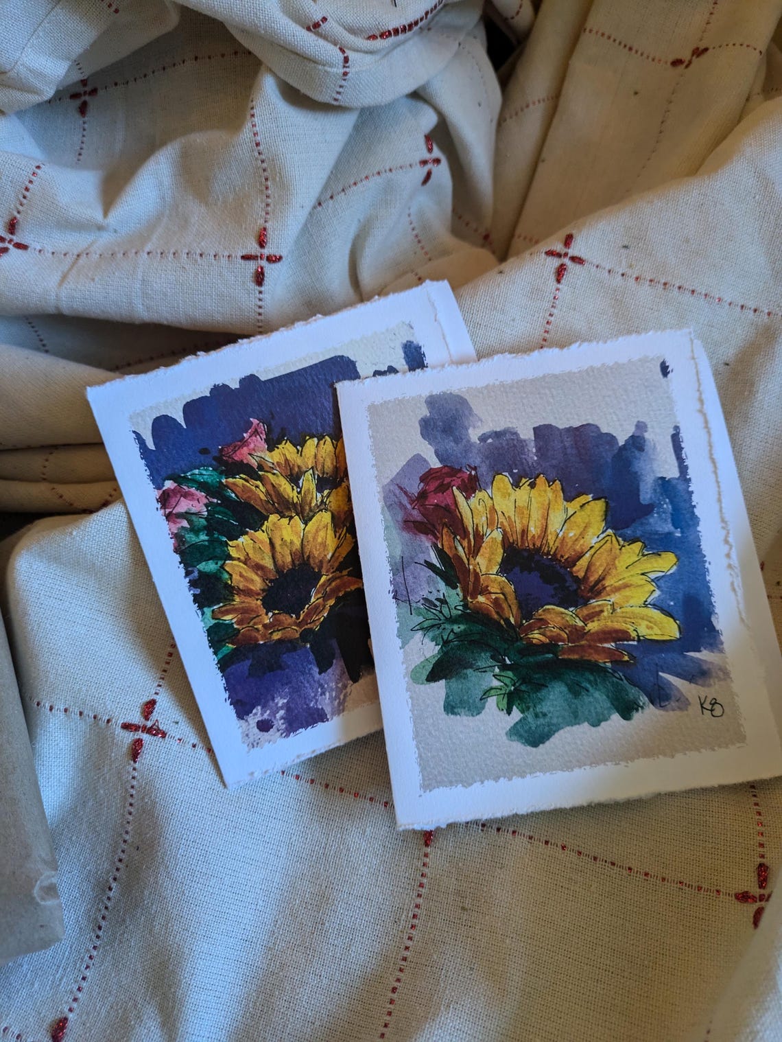 Sunflowers Watercolor Card - Etsy