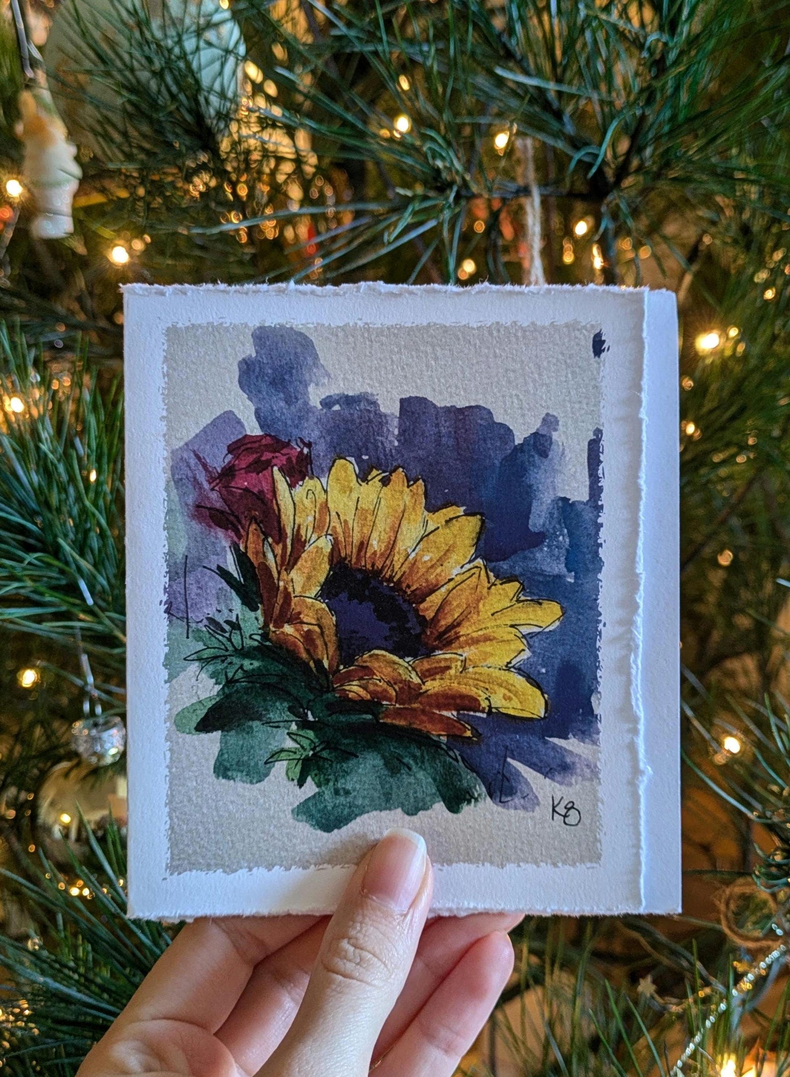 Sunflowers Watercolor Card - Etsy