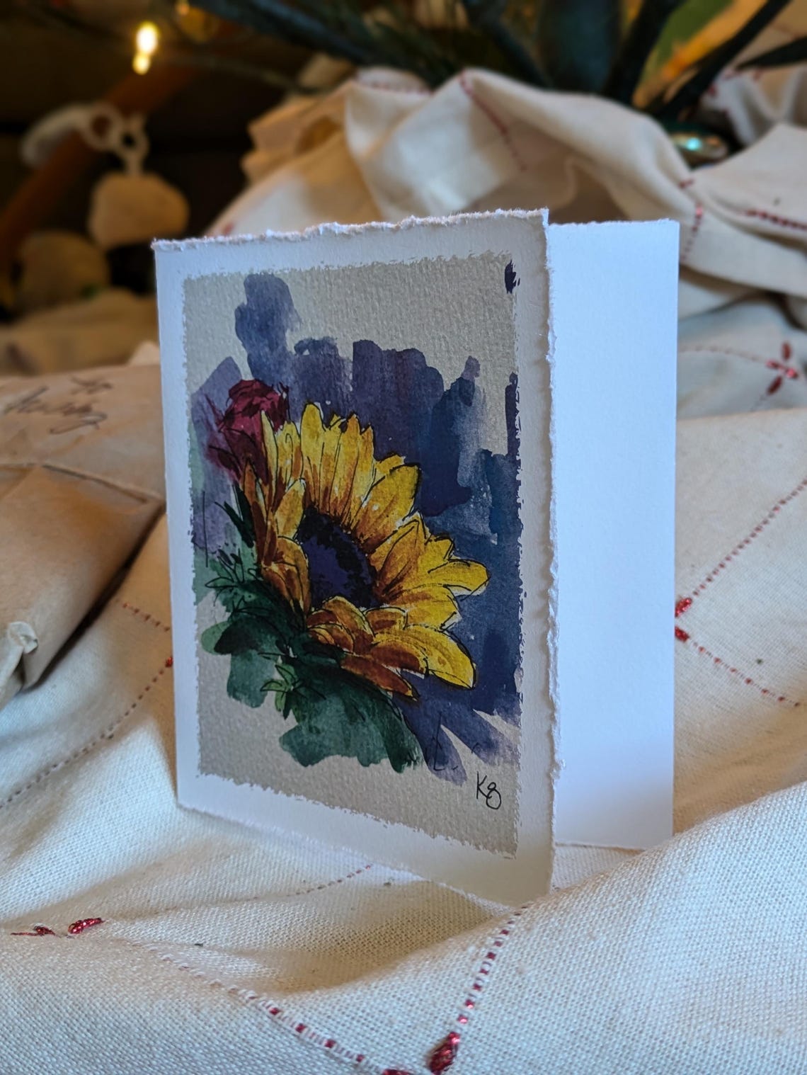Sunflowers Watercolor Card - Etsy