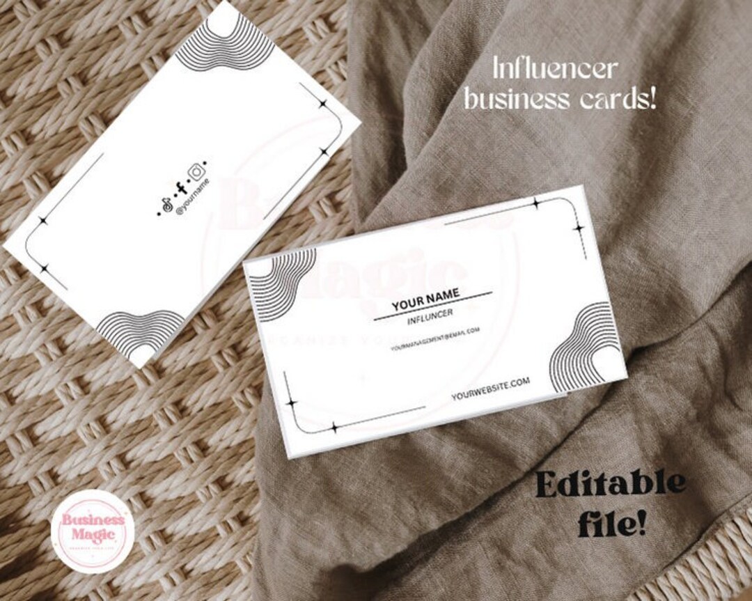 Influencer Business Cards Editable File Customize Your Own - Etsy