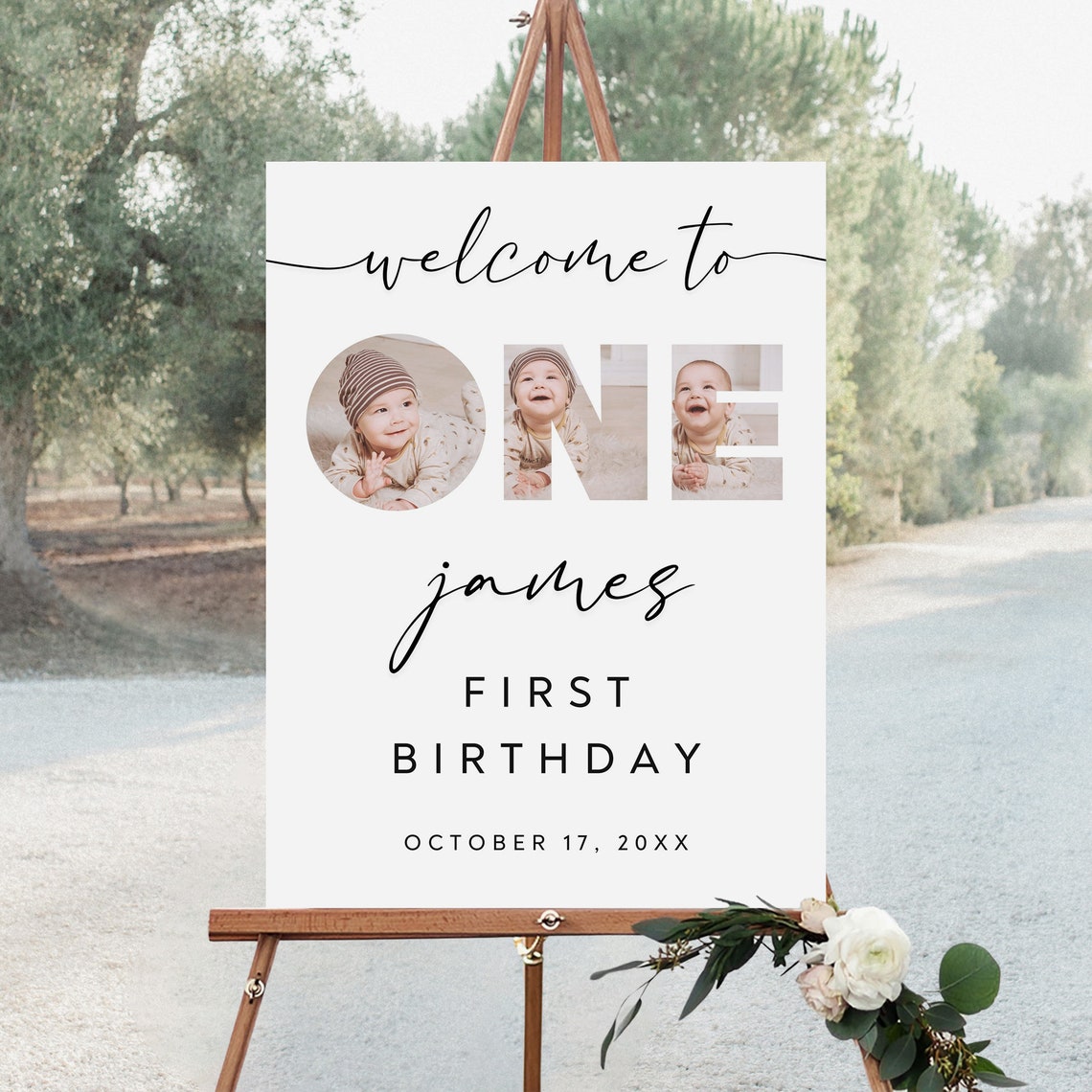 Photo Birthday Welcome Sign Template, Printable First Birthday Welcome ...