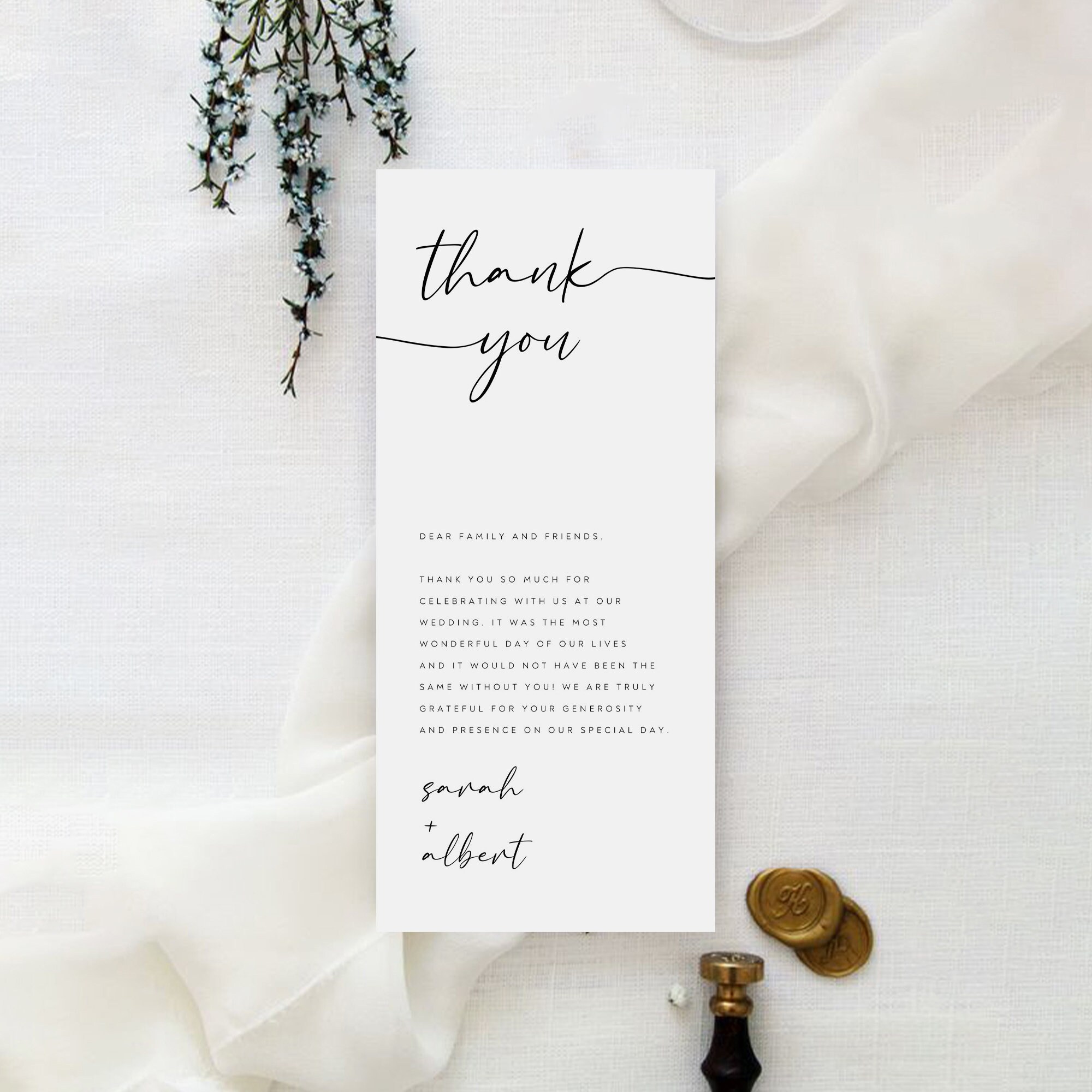 Wedding Thank You Note Template, Printable Wedding Thank You, Place ...