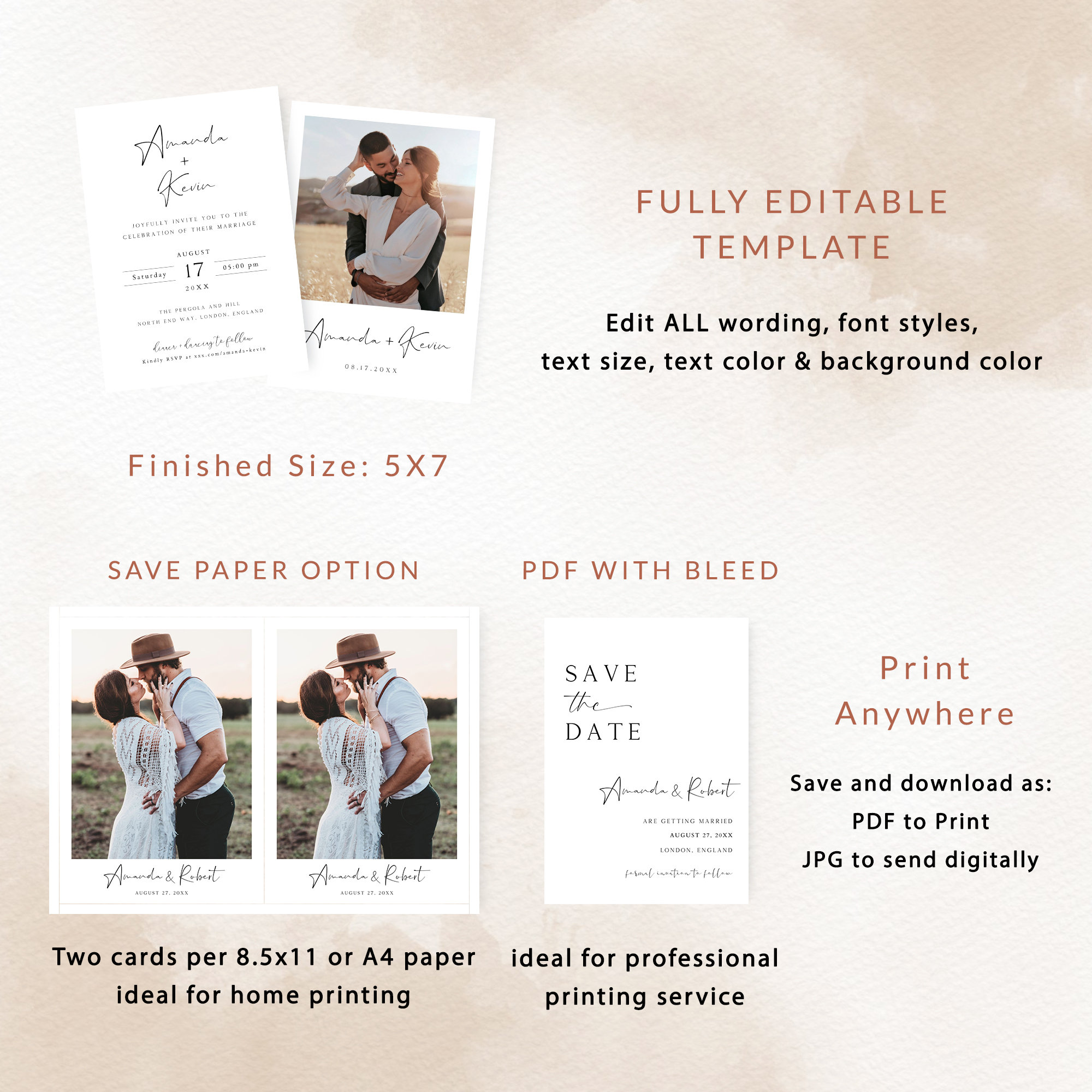 Editable Evening Wedding Reception Party Invitation, Wedding Elopement ...