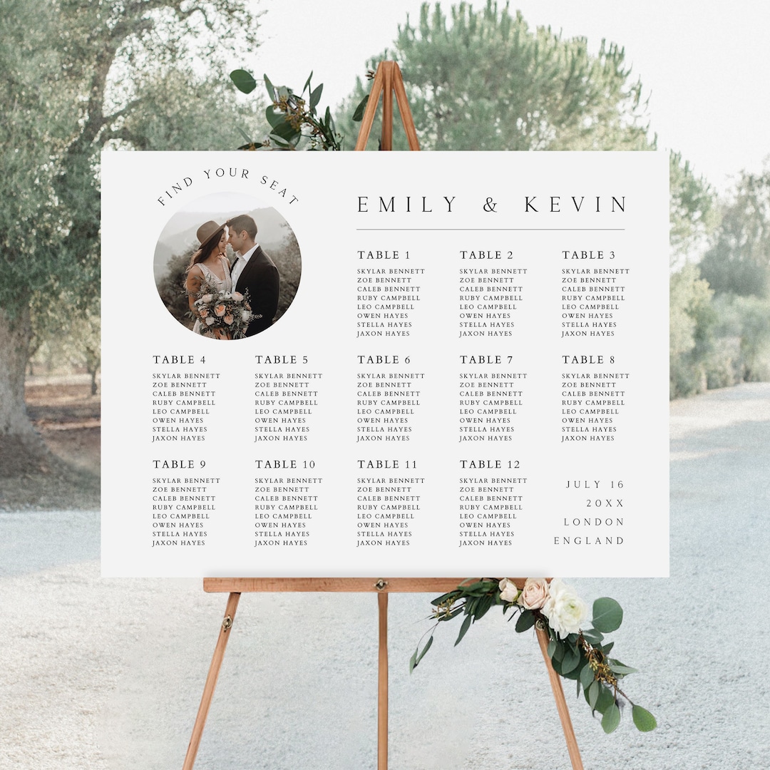 Photo Seating Chart Template, Wedding Seating Chart Sign, Find Your ...