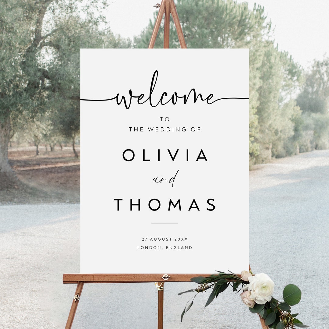 Minimalist Wedding Welcome Sign Template, Modern Wedding Welcome Sign ...