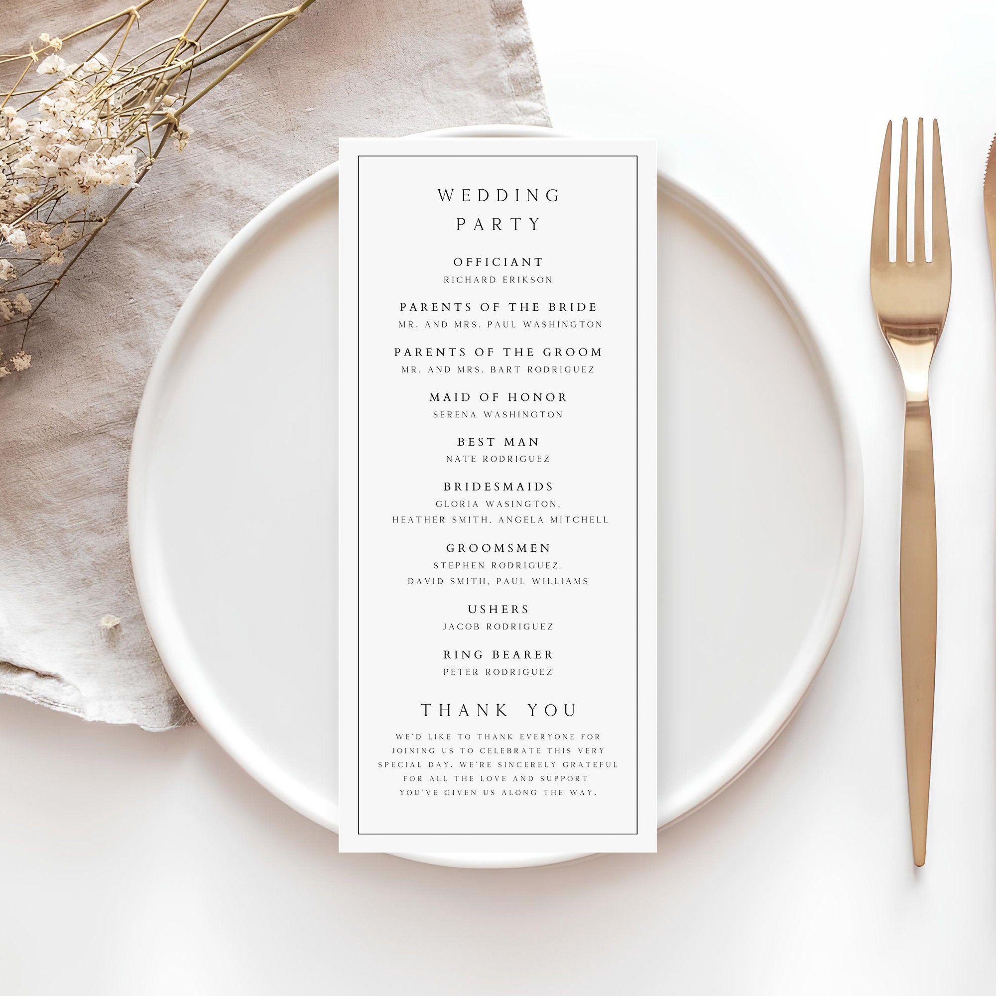 Wedding Program Template Minimalist Wedding Program Card - Etsy