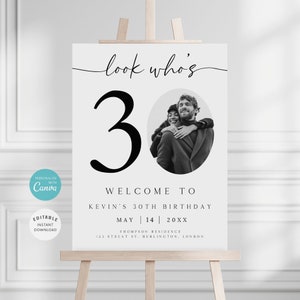 Editable 30th Birthday Welcome Sign, Look Who's 30 Welcome Sign, Thirty ...
